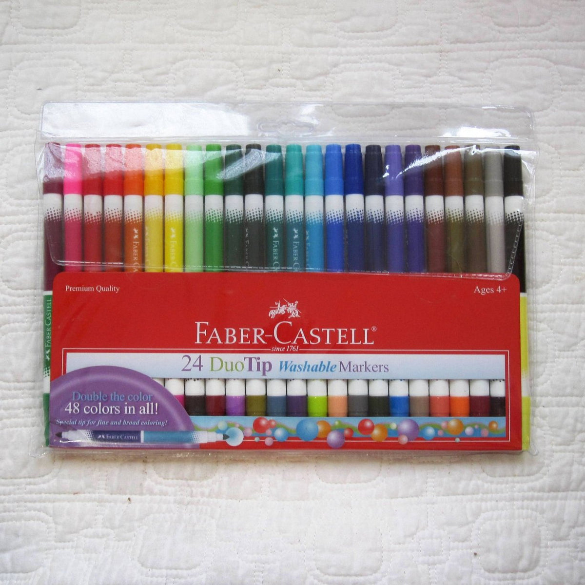Faber-Castell Duo Tip Washable Markers, 24 Markers, 48 Colors, Ages 4 ...